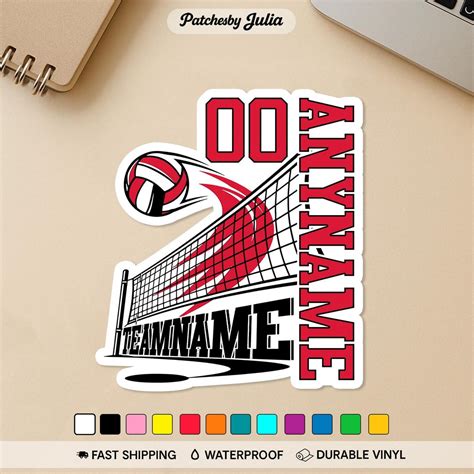 Personalized Volleyball Name And Number Team Sticker Custom Volleyball