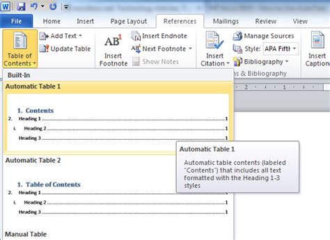 Word 2010 How To Number Headings And Table Of Contents IT Support Guides