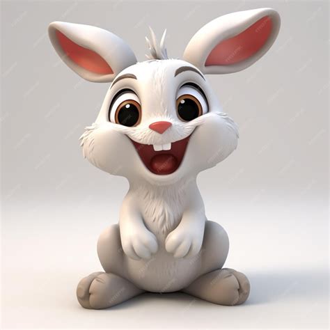 Premium Photo A Close Up Of A Cartoon Rabbit Sitting On A White