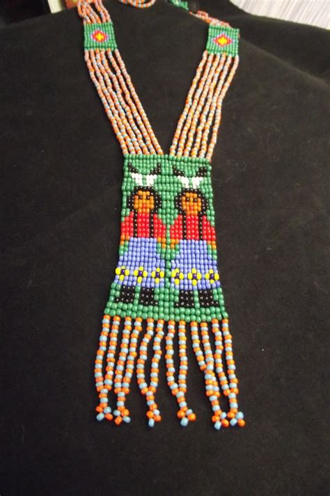 Navajo Seed Bead Necklace With Two Indian Natives Etsy