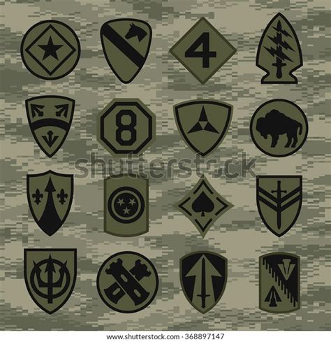 Military Unit Patch Insignia Set Green Stock Vector Royalty Free 368897147 Shutterstock