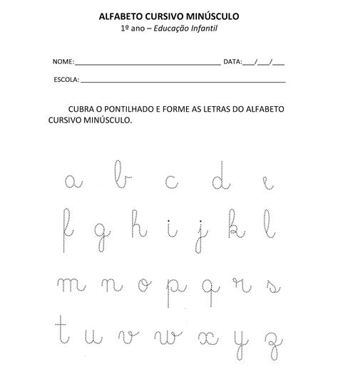 Alfabeto Pontilhado Caligrafia Para Imprimir Letra Cursiva Braincp
