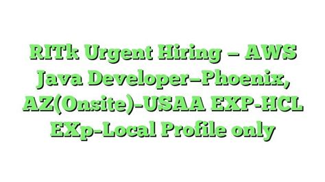 Quickhirenow On Linkedin It Urgent Hiring — Aws Java Developer—phoenix Azonsiteusaa Exp Hcl