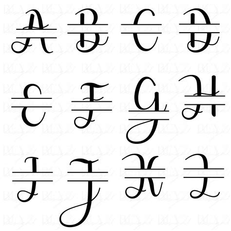 Split Monogram Alphabet SVG PNG JPEG Split Monogram Frame Alphabet Individual Svg Png Cut