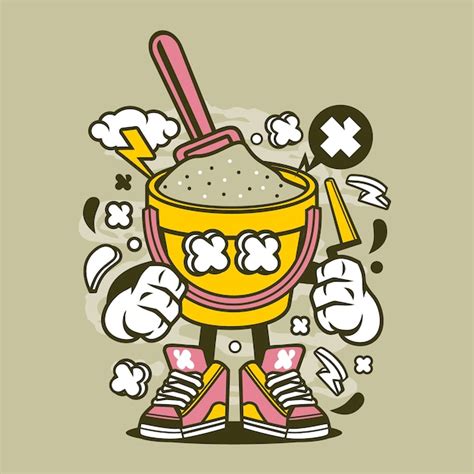 모래 양동이 만화 프리미엄 벡터