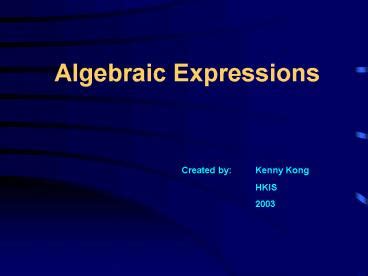 Algebraic Expressions Presentation Free To View