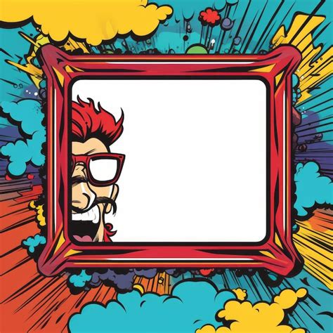 Premium Ai Image Comic Book Frame With The Face Of A Man With Glasses On It