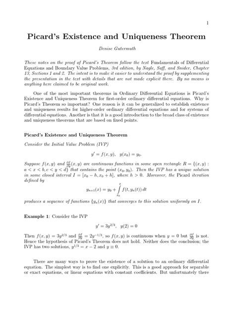 Picard Pdf Function Mathematics Equations