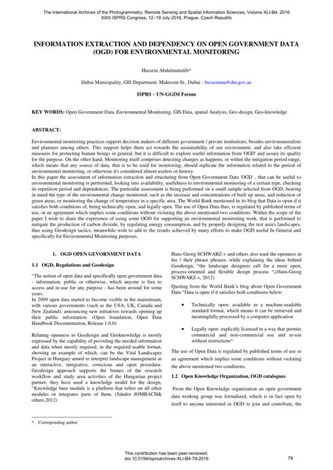 Pdf Information Extraction And Dependency On Open Government Data Ogd For Environmental