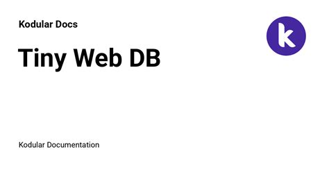 Tiny Web Db Kodular Docs