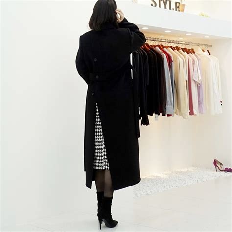 뒤트임 단추 울100 핸드메이드 테일러드 오버핏 롱 코트 데일리 겨울 아우터 스타일라떼