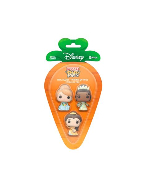Funko Blister 3 Figuras Carrot Pocket Pop Disney Princesas Cenicienta Tiana Bella Tienda Funko