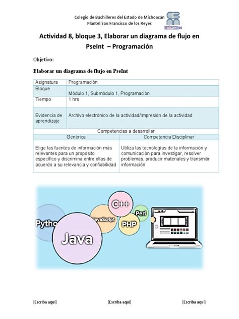 Actividad 8 Bloque 3 Elaborar Un Diagrama De Flujo En Pseint Pdf Algoritmos Programación