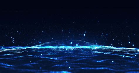 Abstract Digital Particle Waves With Flowing Small Particles Motion On