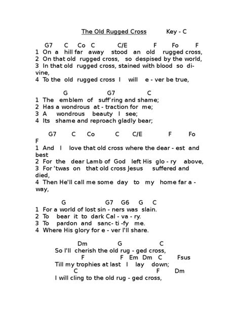 Old Rugged Cross Lyrics And Chords Pdf