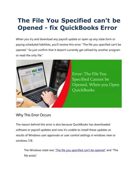 Ppt The File You Specified Cant Be Opened Fix Quickbooks Error Powerpoint Presentation Id