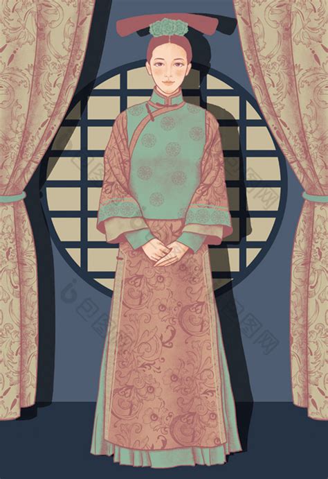 文化中国古代清朝服饰插画图片 包图网