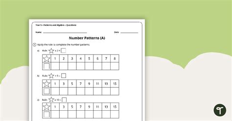 Patterns And Algebra Worksheets Year 1 Teach Starter Worksheets Library