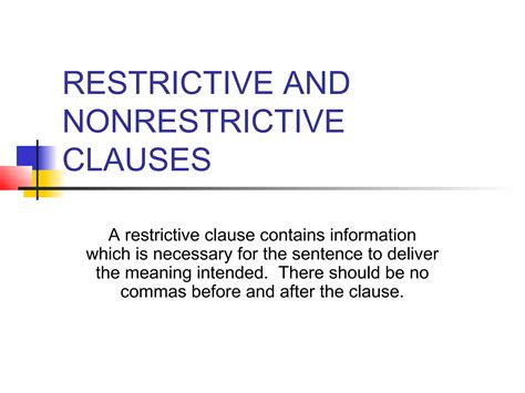 Restrictive And Nonrestrictive Clauses Ppt