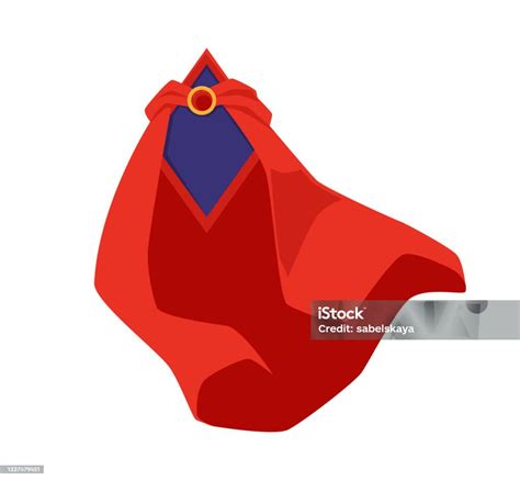 마름모모양의 방패가 달린 레드 실크 슈퍼 히어로 케이프벡터 일러스트 0명에 대한 스톡 벡터 아트 및 기타 이미지 0명