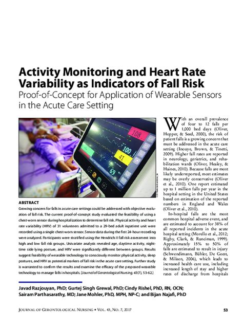 Pdf Activity Monitoring And Heart Rate Variability As Indicators Of
