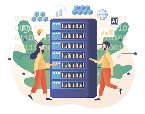 premium vector big data concept tiny character data engineers data
