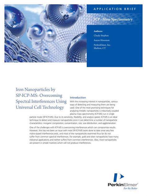 Pdf Iron Nanoparticles By Sp Icp Ms Overcoming Spectral Interferences Using Universal