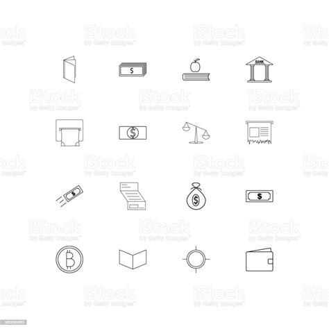 은행 금융 및 돈을 선형 얇은 아이콘 설정 합니다 간단한 벡터 아이콘 설명 0명에 대한 스톡 벡터 아트 및 기타 이미지 0명 가방 디자인 Istock