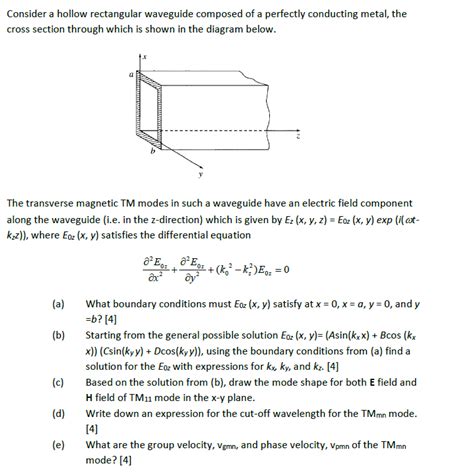 Solved Consider A Hollow Rectangular Waveguide Composed Of A
