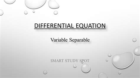 Differential Equations Variable Separable Method Tamil Youtube