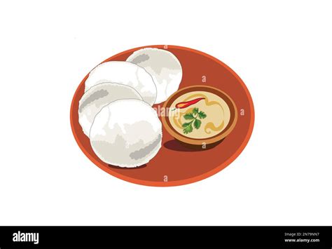 Idly Sambar With Chutney Vector Illustration Stock Vector Image And Art Alamy