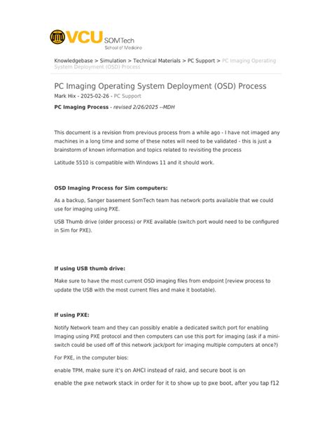 Pc Imaging Operating System Deployment Osd Process Pdf Booting