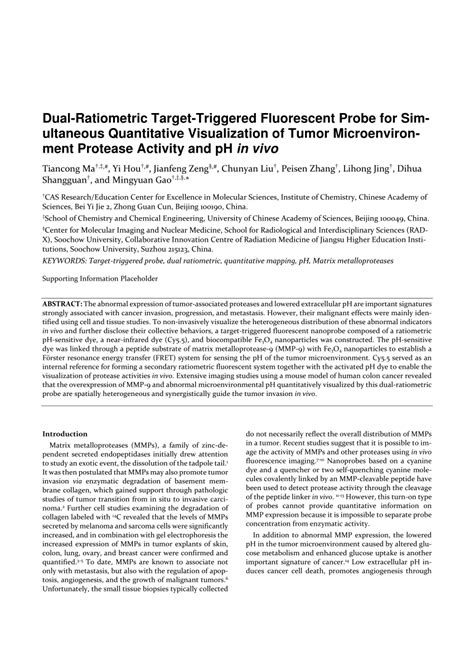 Pdf Dual Ratiometric Target Triggered Fluorescent Probe For Simultaneous Quantitative