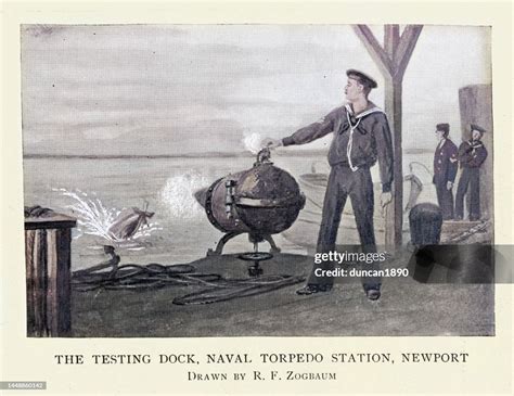 United States Navy Sailor Testing Firing A Torpedo Newport 19th Century High Res Vector Graphic United States Navy Sailor Testing Firing A Torpedo Newport 19th Century High Res Vector Graphic