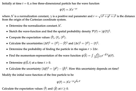 Solved Initially At Time T A Free Three Dimensional Chegg