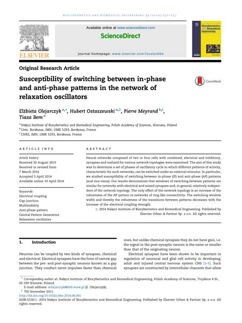 Pdf Susceptibility Of Switching Between In Phase And Anti Phase
