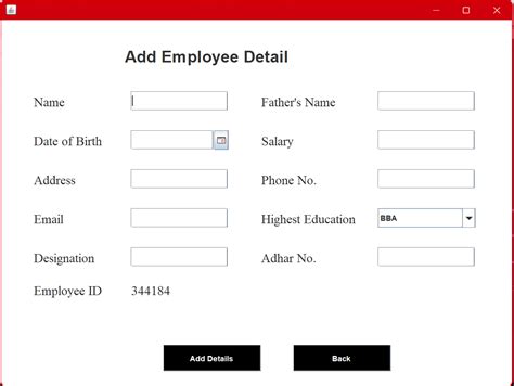 Github Vaishnavish Employee Management System Technologies Used Core Java Swing Awt