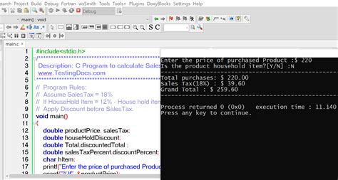 C Program To Calculate Sales Tax