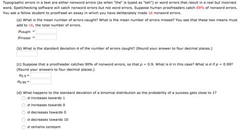 Solved Typographic Errors In A Text Are Either Nonword