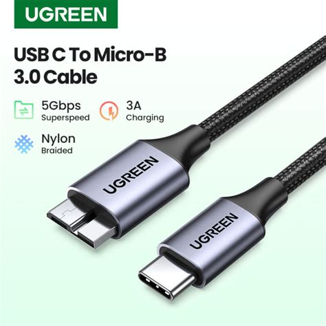 Ugreen USB C To Micro B 3 0 Cable 5Gbps 3A Fast Sync Cord For Macbook Hard Disk Drive HDD SSD