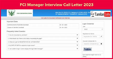Manager Interview Call Letter 2023 Out Download Fci Hall
