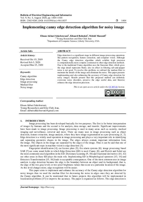 Pdf Implementing Canny Edge Detection Algorithm For Noisy Image