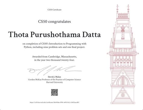 purushothama datta thota on linkedin cs50p harvard python learning