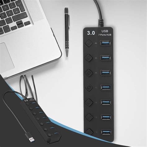 Tanchengg Sd1610p Usb Hub 3 0 High Speed 4 7 Port Hub Splitter With On
