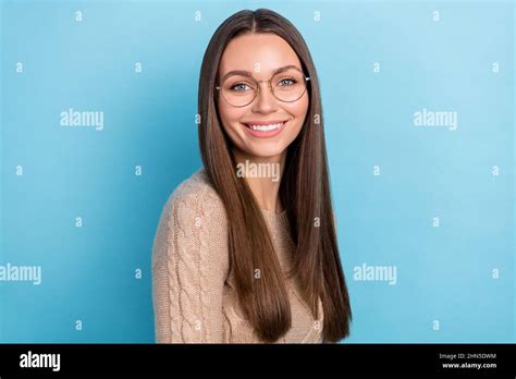 Portrait Of Attractive Cheerful Charming Girl Nerd Wearing Specs