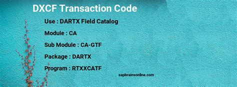 DXCF SAP Tcode For DARTX Field Catalog