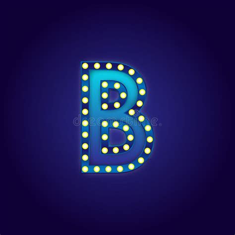 B Letter Vintage Style Logo With Light Bulbs Blue Color Design Vector