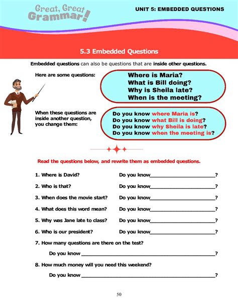 ESL Grammar EMBEDDED QUESTIONS 3 Review 2 Stickyball ESL Lessons