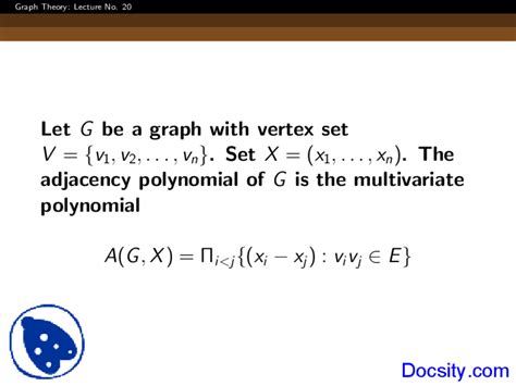 Adjacency Polynomial Graph Theory Lecture Slides Docsity
