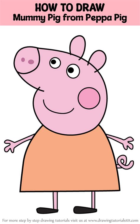 How To Draw Mummy Pig From Peppa Pig Peppa Pig Step By Step DrawingTutorials
